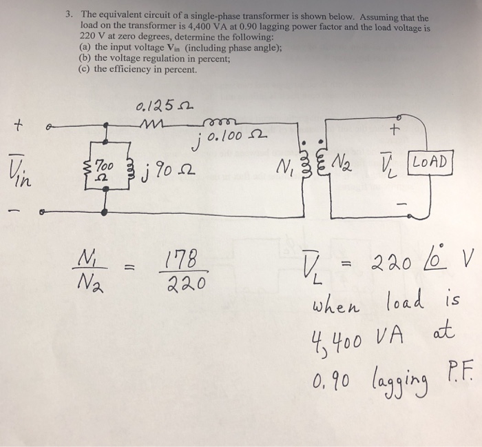 Solved The equivalent circuit of a single-phase transformer | Chegg.com
