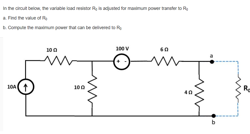 Solved In the circuit below, the variable load resistor Ro | Chegg.com
