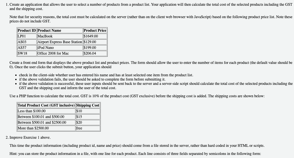 Solved 1. Create an application that allows the user to | Chegg.com