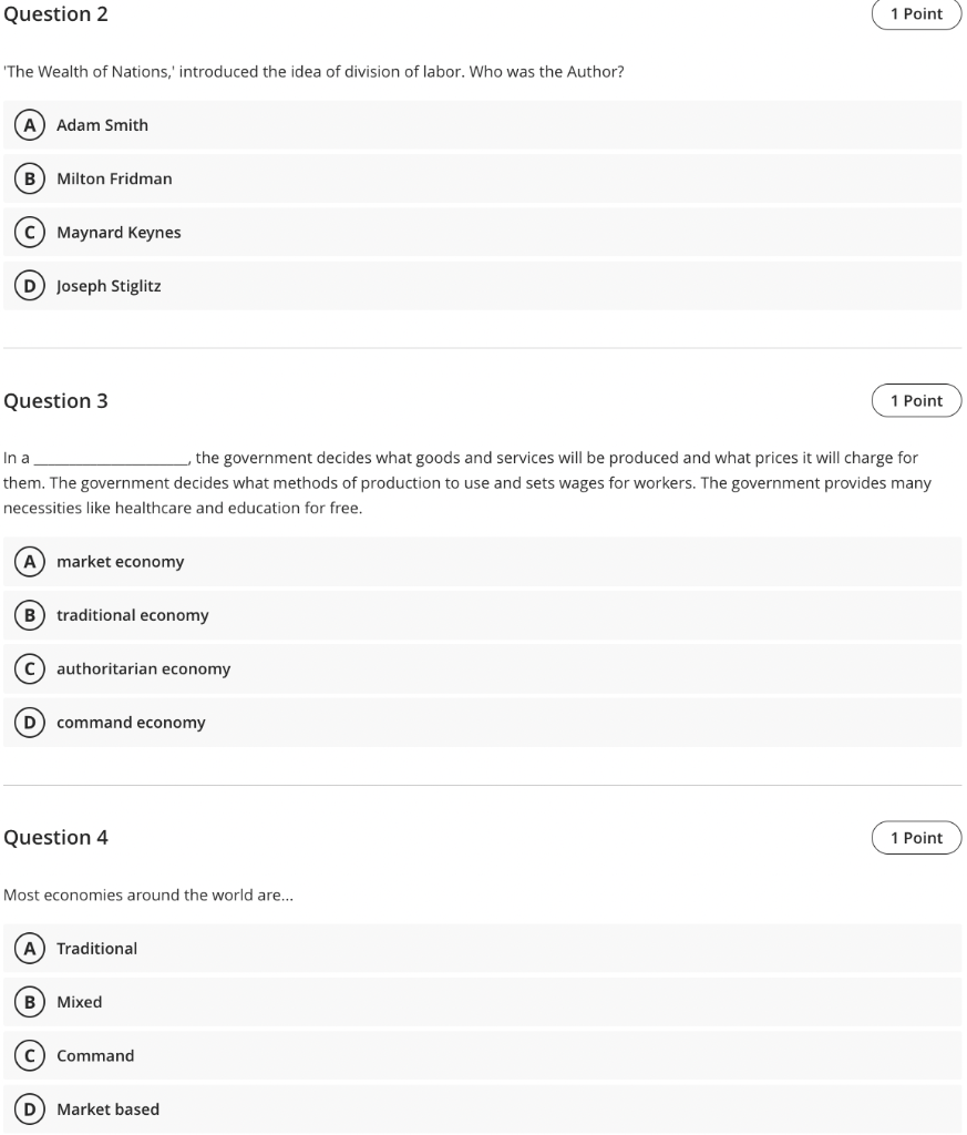 Solved 'The Wealth of Nations,' introduced the idea of | Chegg.com