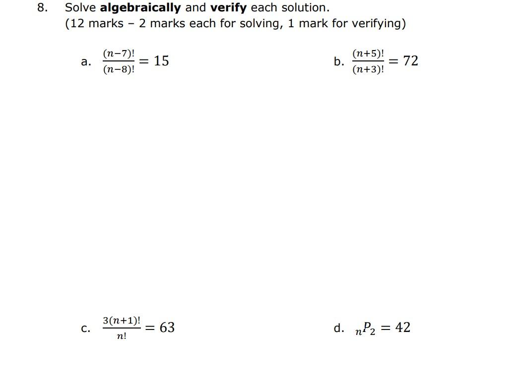 Solved Solve algebraically and verify each solution. ( 12 | Chegg.com