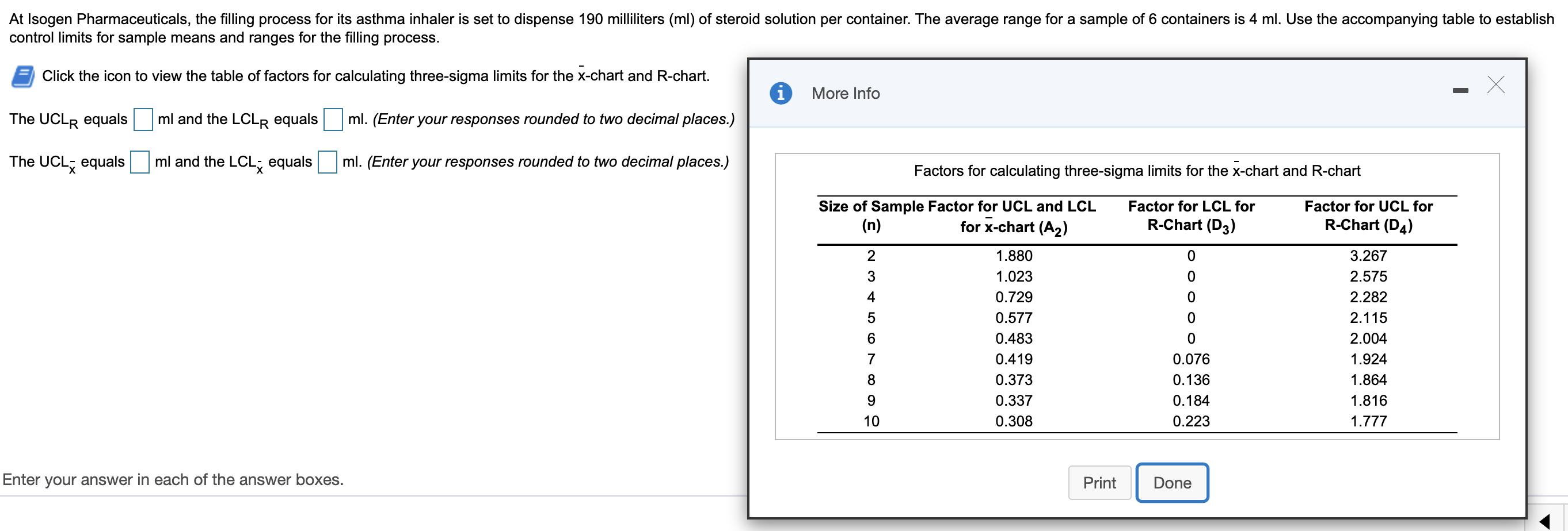 Solved At Isogen Pharmaceuticals, the filling process for | Chegg.com
