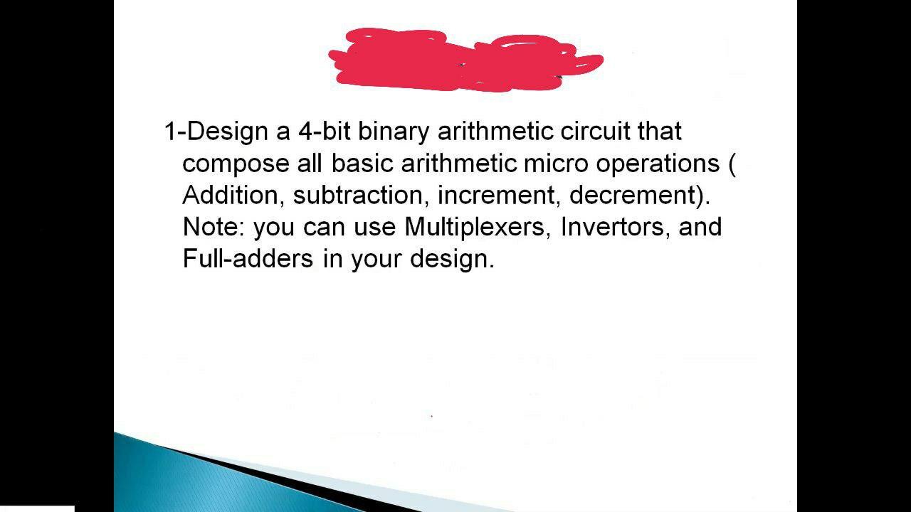 Solved 1-Design a 4-bit binary arithmetic circuit that | Chegg.com