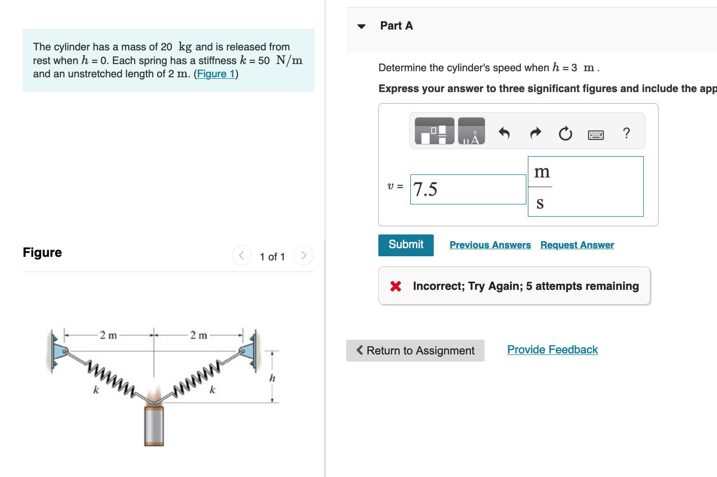 Solved The cylinder has a mass of 20 kg and is released from | Chegg.com