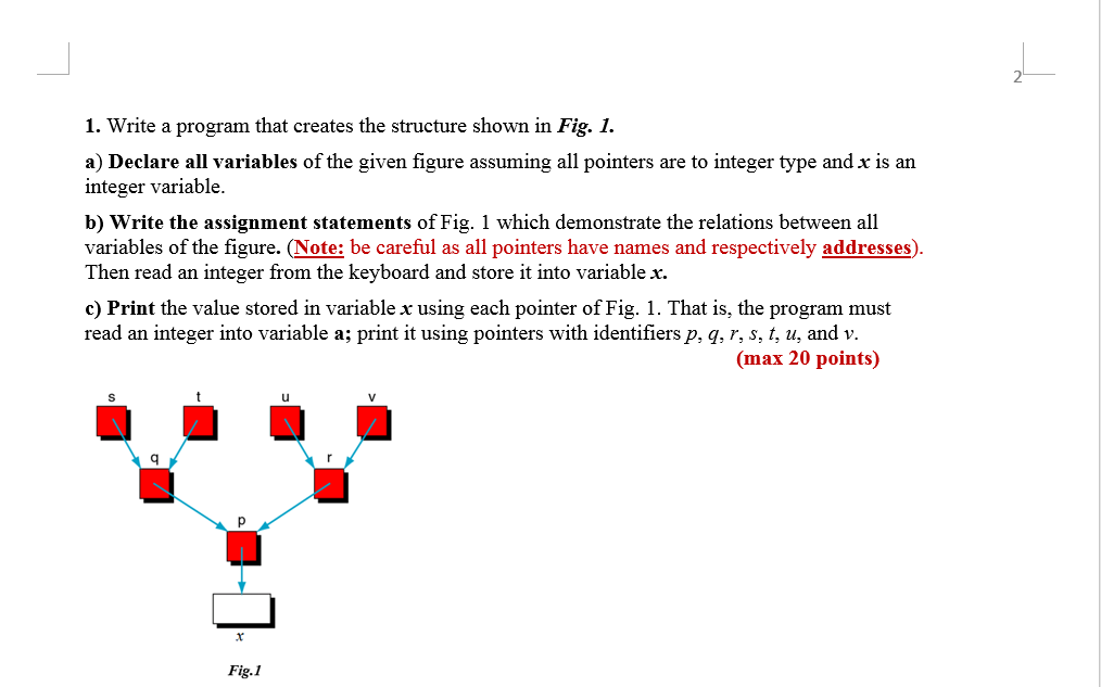 Answered 1 Write A Program That Creates The Structure Sho 
