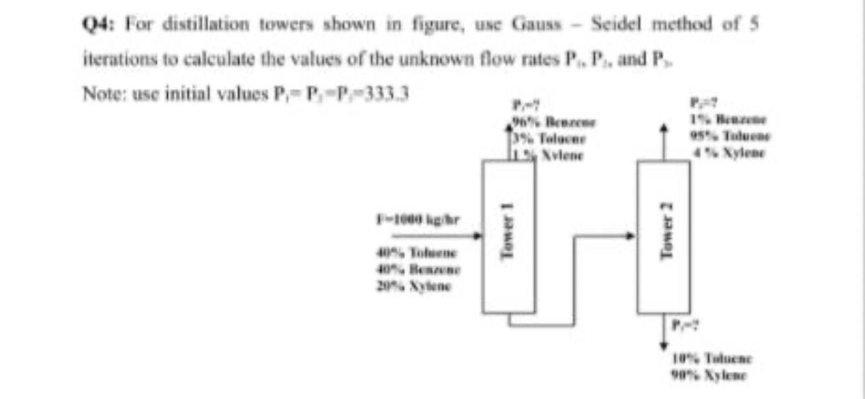 Solved 04: For distillation towers shown in figure, une | Chegg.com