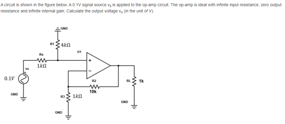 Solved A circuit is shown in the figure below. A 0.1V signal | Chegg.com