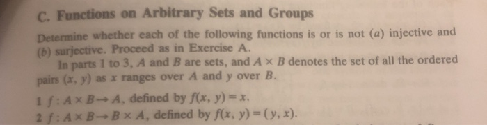 Solved C. Functions on Arbitrary Sets and Groups Determine | Chegg.com