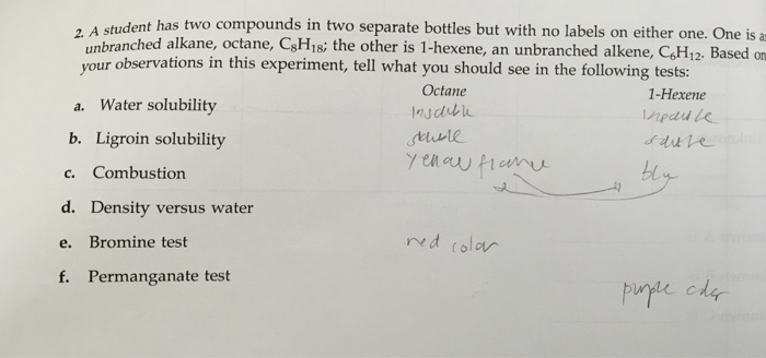 Solved 2 4 student has two compounds in two separate bottles | Chegg.com