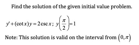 Solved Find the solution of the given initial value problem. | Chegg.com