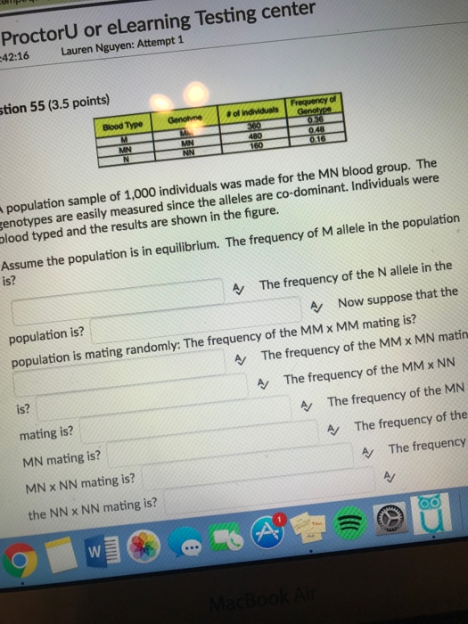 Solved ProctorU or eLearning Testing center 42:16Lauren | Chegg.com