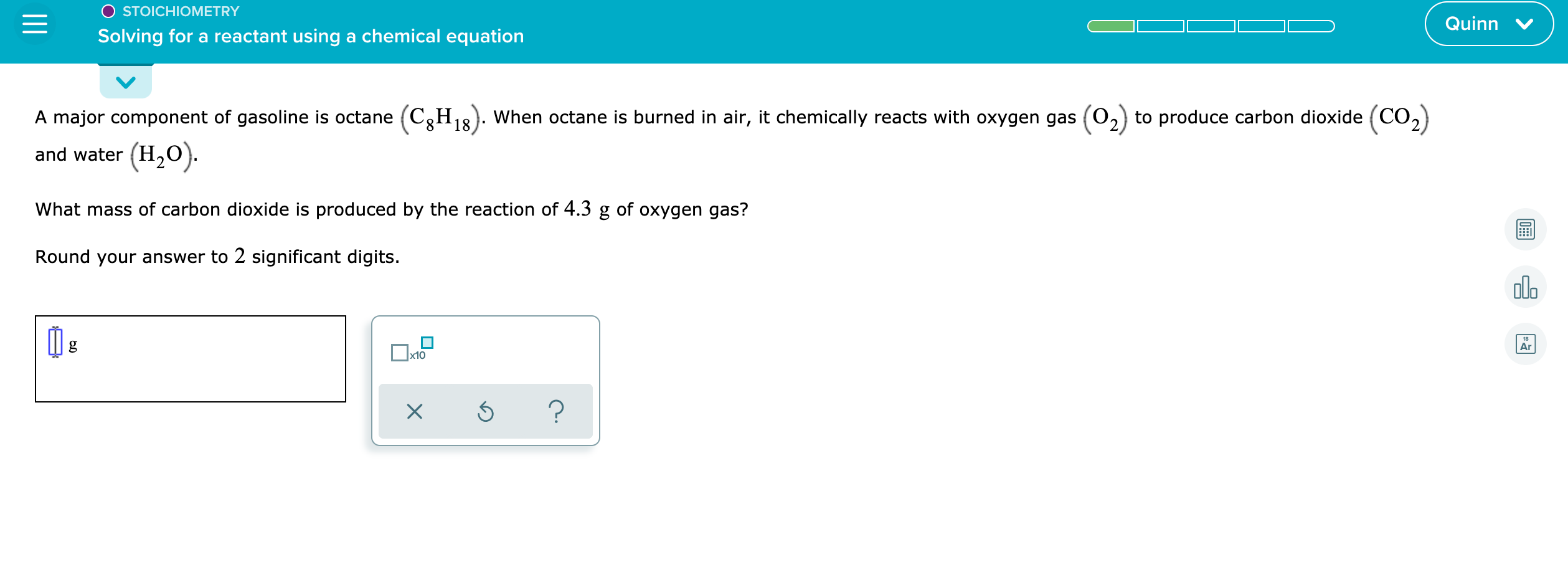 Solved E O STOICHIOMETRY Solving for a reactant using a | Chegg.com