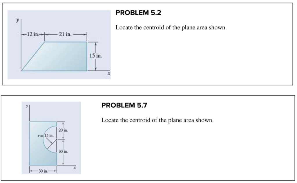 Solved PROBLEM 5.2 Locate the centroid of the plane area | Chegg.com