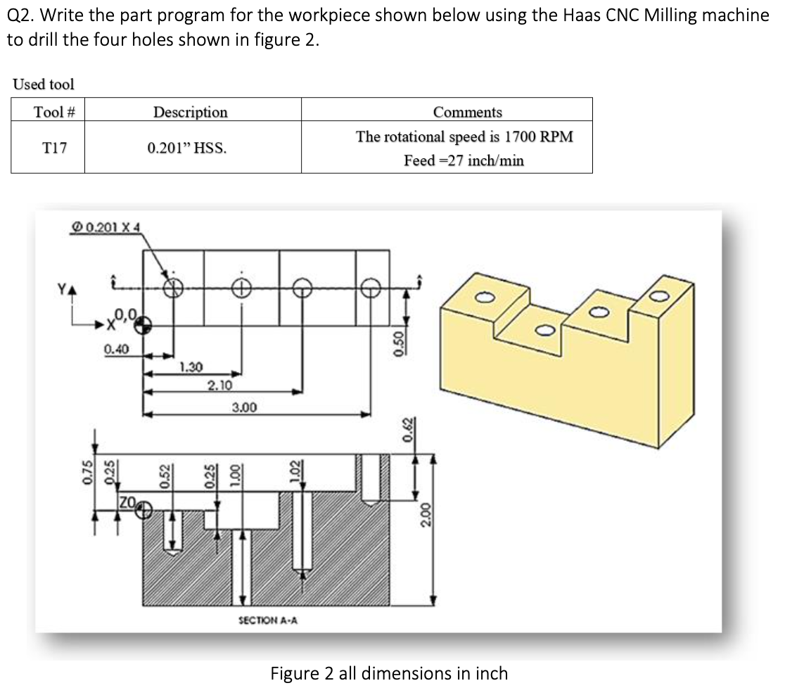 Solved Q2. Write the part program for the workpiece shown | Chegg.com