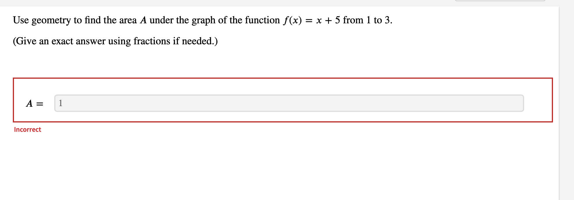 Solved Use geometry to find the area A under the graph of | Chegg.com