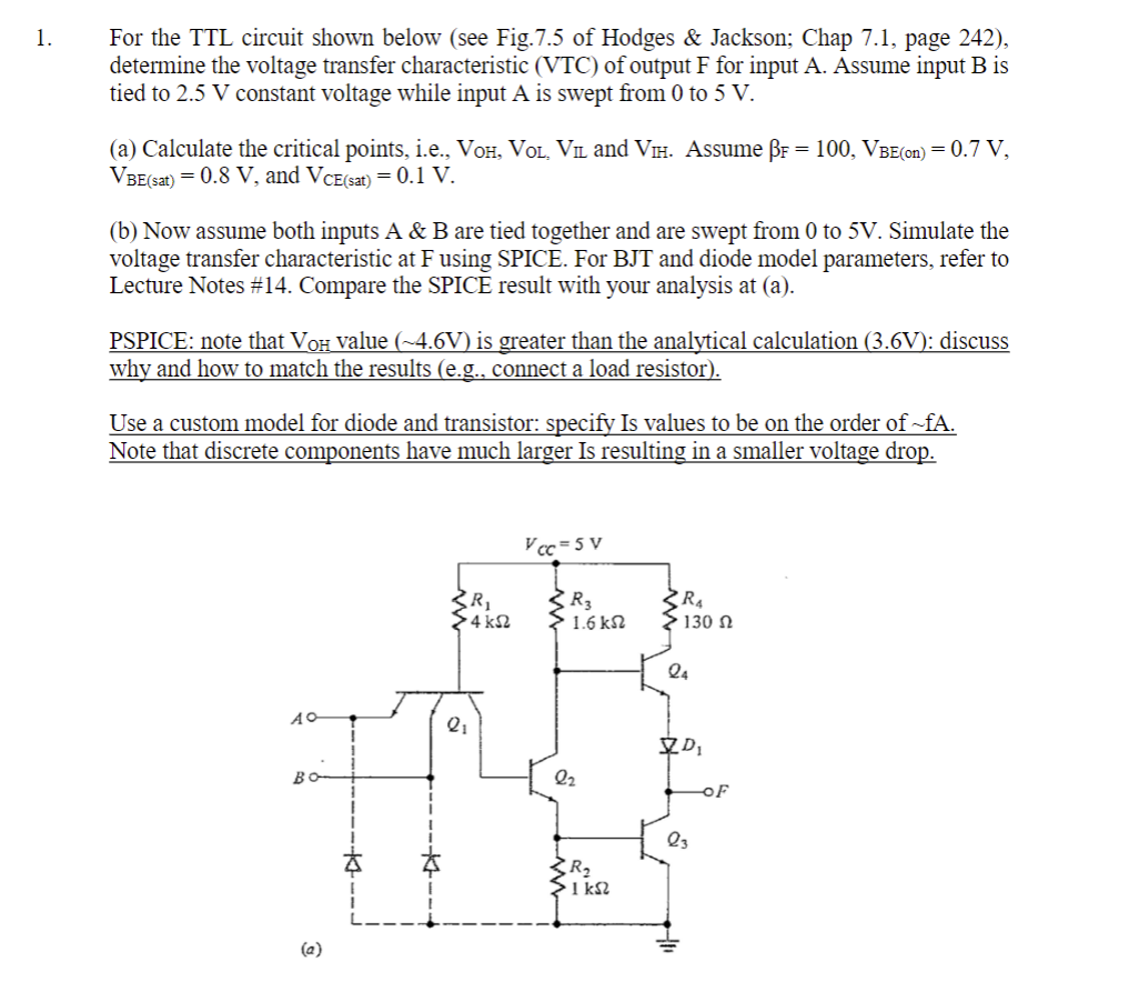 For the TTL circuit shown below (see Fig.7.5 of | Chegg.com