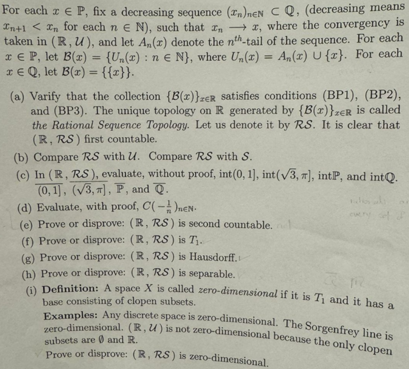 Solved by an EXPERT For each xinP, fix a decreasing sequence | Chegg.com