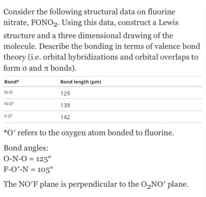 Solved Consider the following structural data on fluorine | Chegg.com