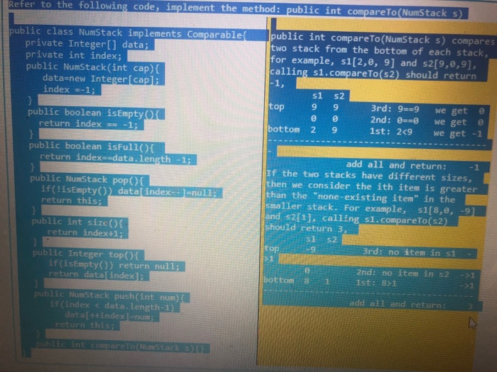 Solved Refer to the following code, implement the method: | Chegg.com
