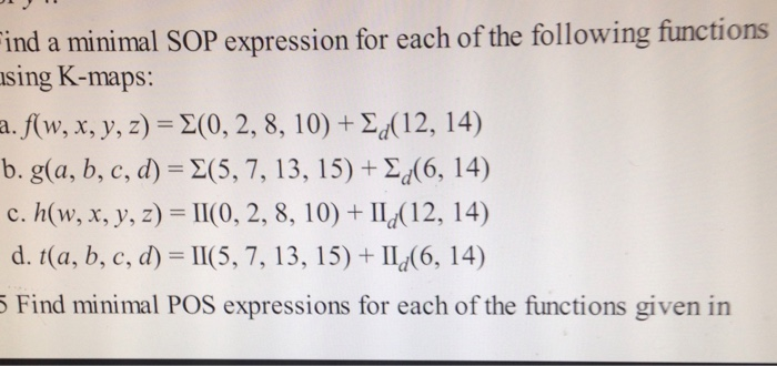 Solved ind a minimal SOP expression for each of the | Chegg.com