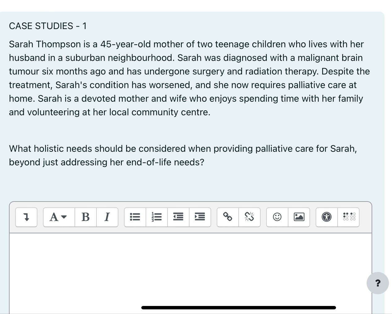 Solved CASE STUDIES - 1Sarah Thompson is a 45-year-old | Chegg.com