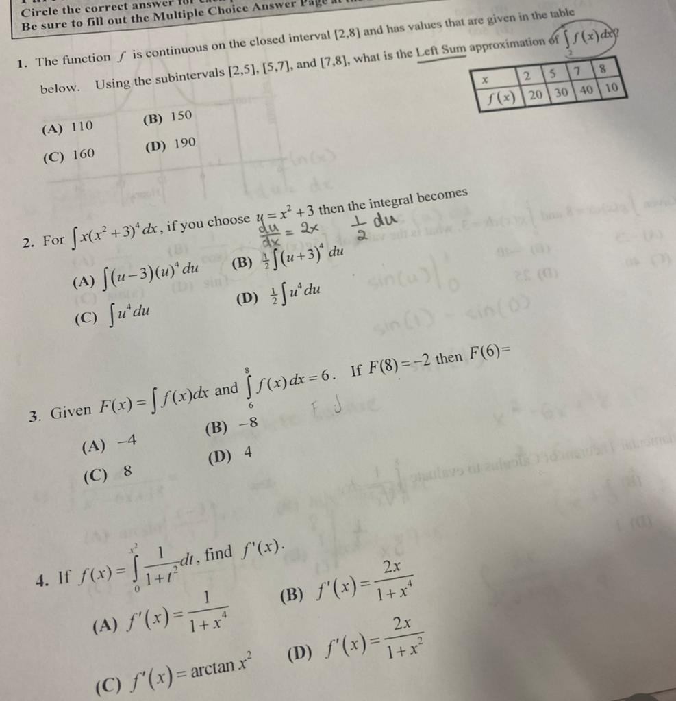 Solved Be surcle the correet answe the Multiple Choice | Chegg.com