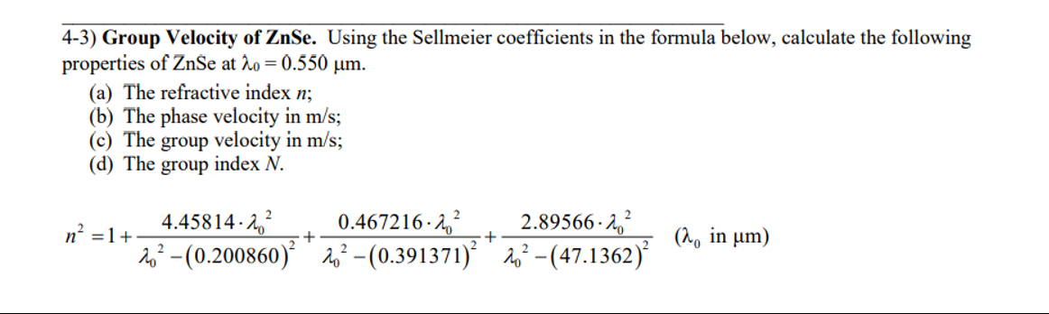 Solved Show me the steps to solve 4-3) ﻿Group Velocity of | Chegg.com