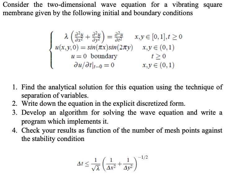Consider the two-dimensional wave equation for a | Chegg.com