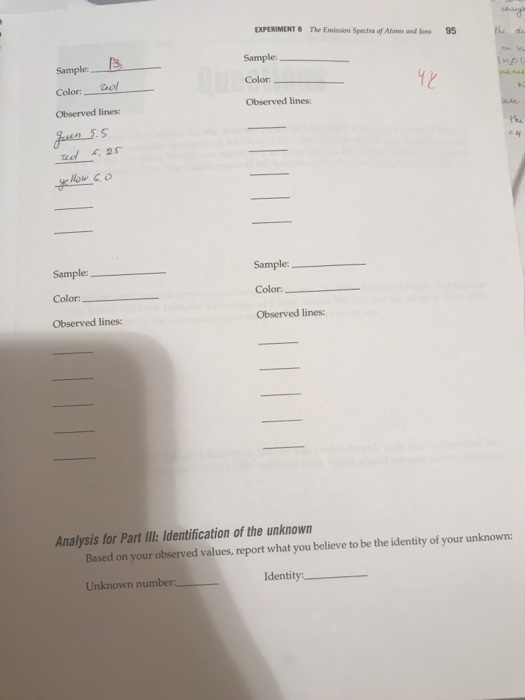 Solved ENERCISE LAB SECTION NAME Report Data for PartsI and | Chegg.com