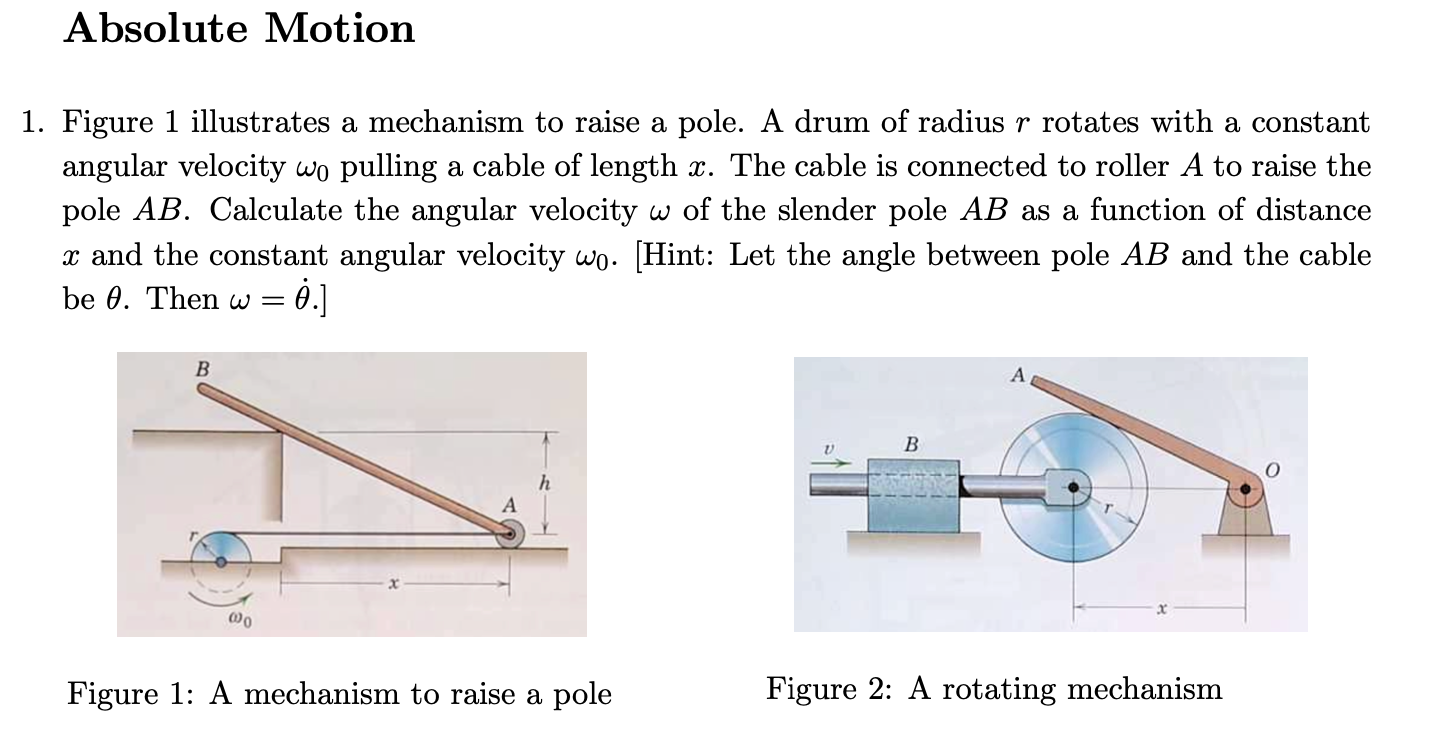 Solved Absolute Motion 1. Figure 1 illustrates a mechanism | Chegg.com