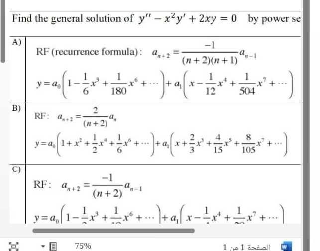 Solved Find the general solution of y" – x2y' + 2xy = 0 by | Chegg.com