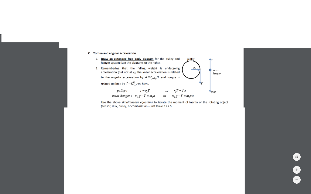 Solved C. Torque and angular acceleration. 1. Draw an | Chegg.com