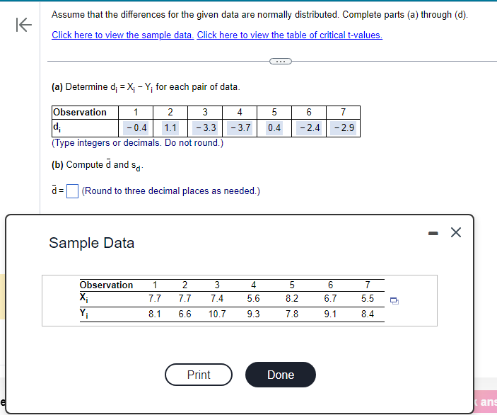 Solved Assume that the differences for the given data are | Chegg.com