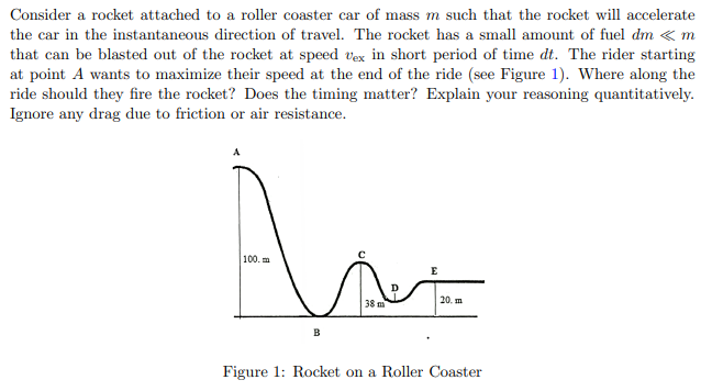 Solved Consider a rocket attached to a roller coaster car of | Chegg.com