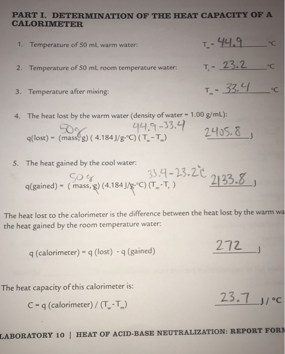 Solved Calculate Moles of Acid reacted, Moles of water | Chegg.com