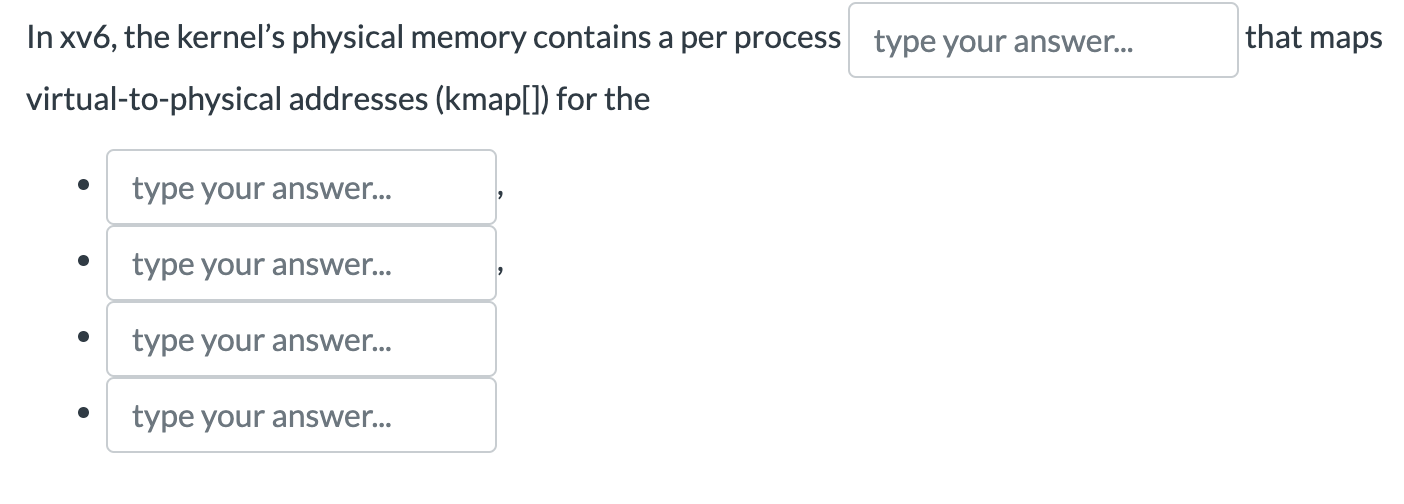 Solved In xv6, the kernel's physical memory contains a per | Chegg.com