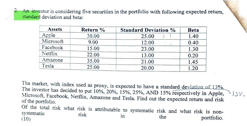 Solved The market, with index used as proxy, is expected to | Chegg.com