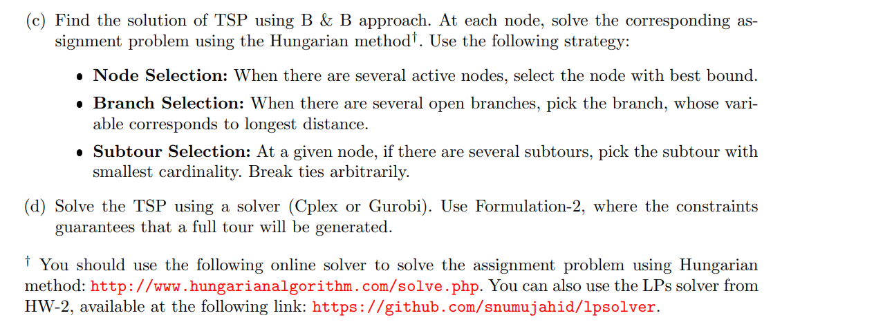 Solved Consider the following TSP distance data: | Chegg.com