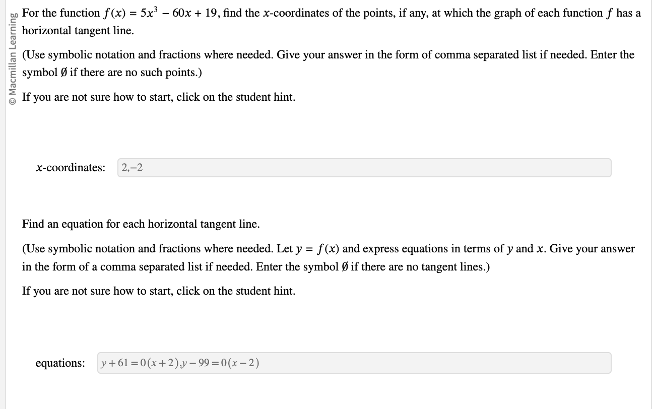Solved For the function f(x)=5x3−60x+19, find the | Chegg.com