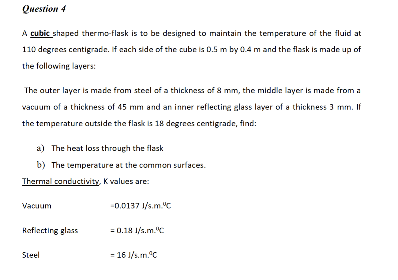 Solved A cubic shaped thermo-flask is to be designed to | Chegg.com
