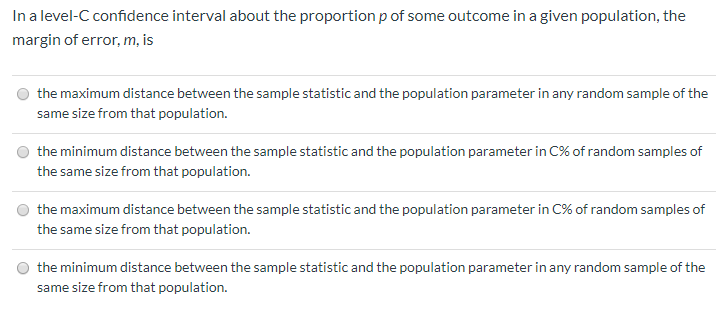 Solved In a level-C confidence interval about the proportion | Chegg.com