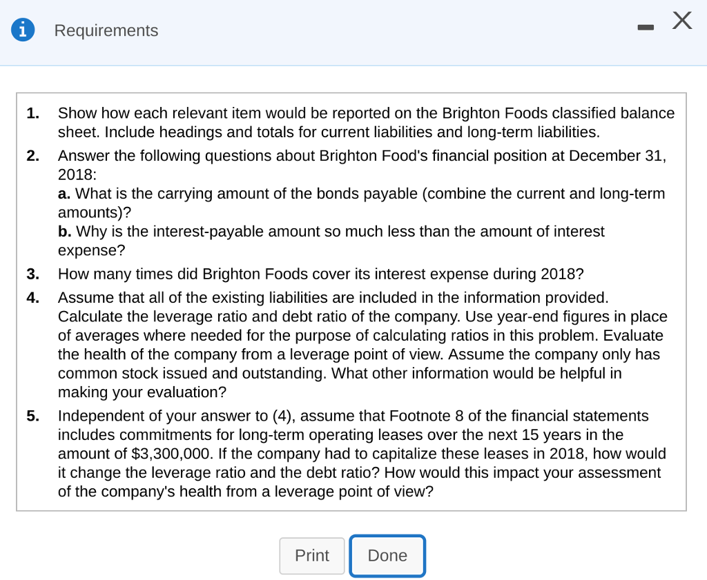 Solved Requirements 1 Show How Each Relevant Item Would Be Chegg