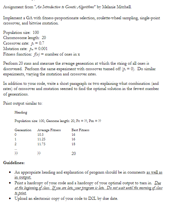 Assignment from "An Introduction to Genetic | Chegg.com