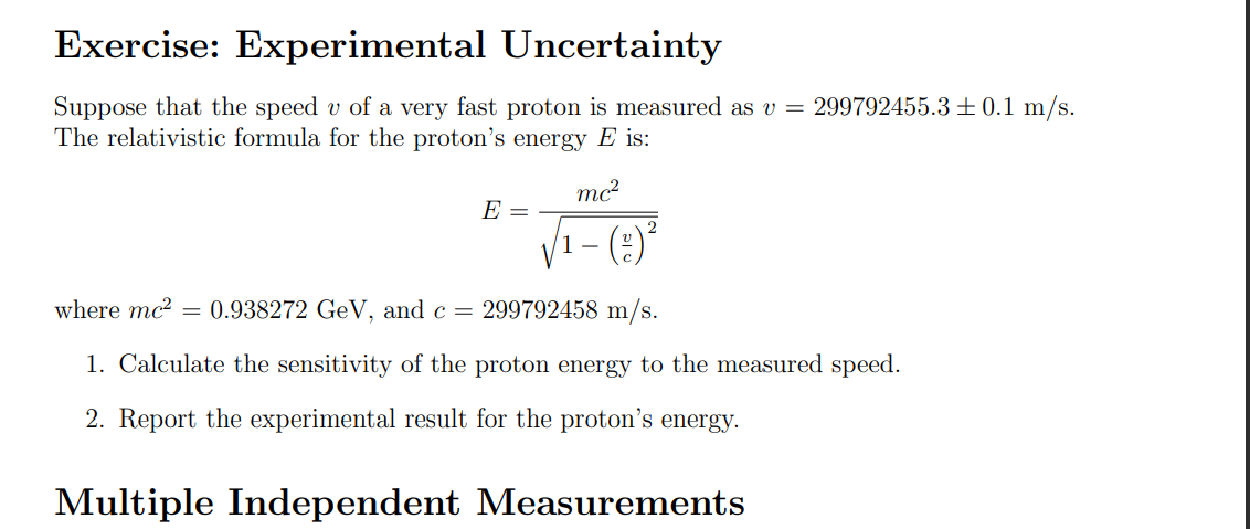 Solved Exercise: Experimental Uncertainty Suppose that the | Chegg.com