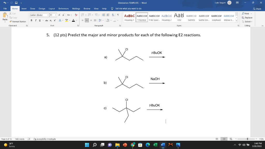 Solved $ Elimination TEMPLATE - Word Luke laquet ta File | Chegg.com
