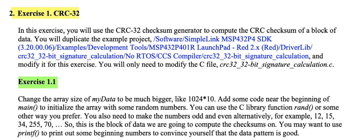 Solved 2. Exercise 1. CRC-32 In this exercise, you will use | Chegg.com