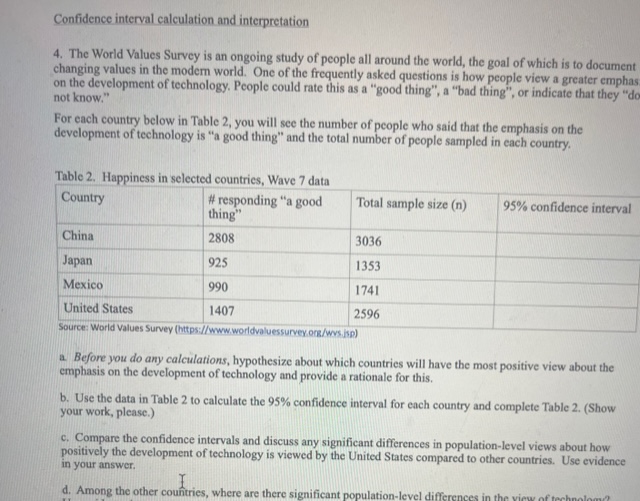 Solved 4. The World Values Survey is an ongoing study of | Chegg.com