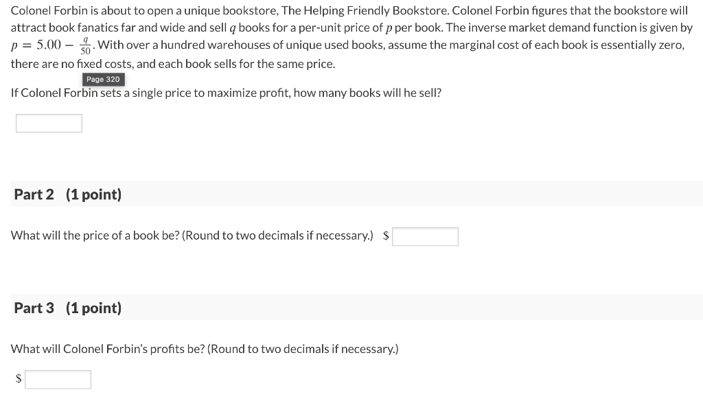 Solved Colonel Forbin is about to open a unique bookstore, | Chegg.com