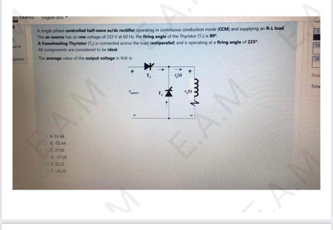 Solved A single-phase controlled half-wave ac/de rectifier | Chegg.com