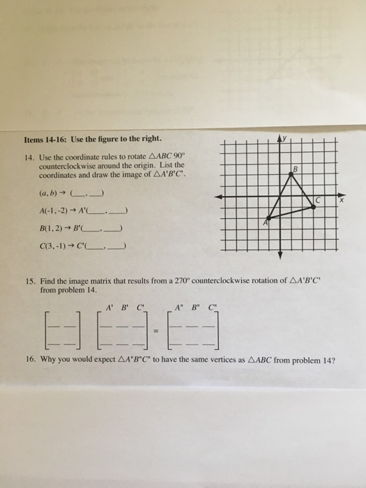 Solved Use the coordinate rules to rotate delta ABC 90 | Chegg.com